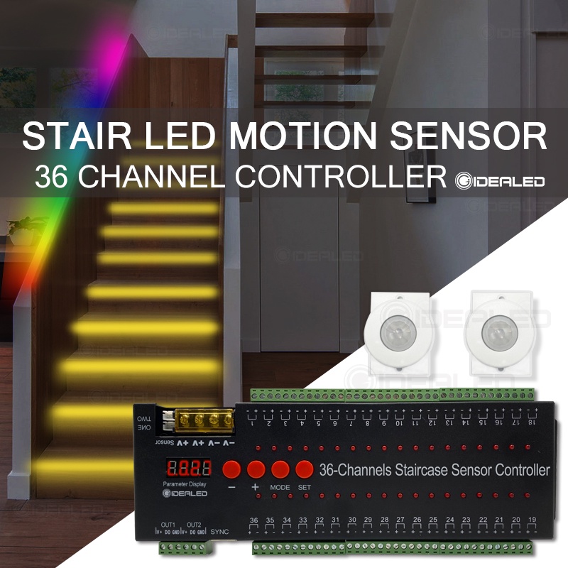 LED Motion Sensor Stair Light Strip Controller Dimming Wireless Indoor ...