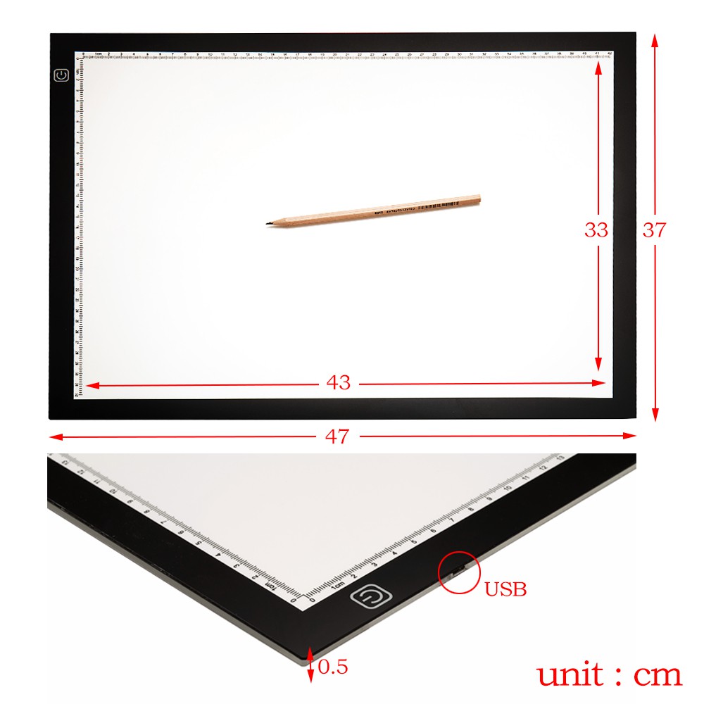 Ultra Thin A3 LED Copy Board Craft Tracing Drawing Stencil Table Pad ...