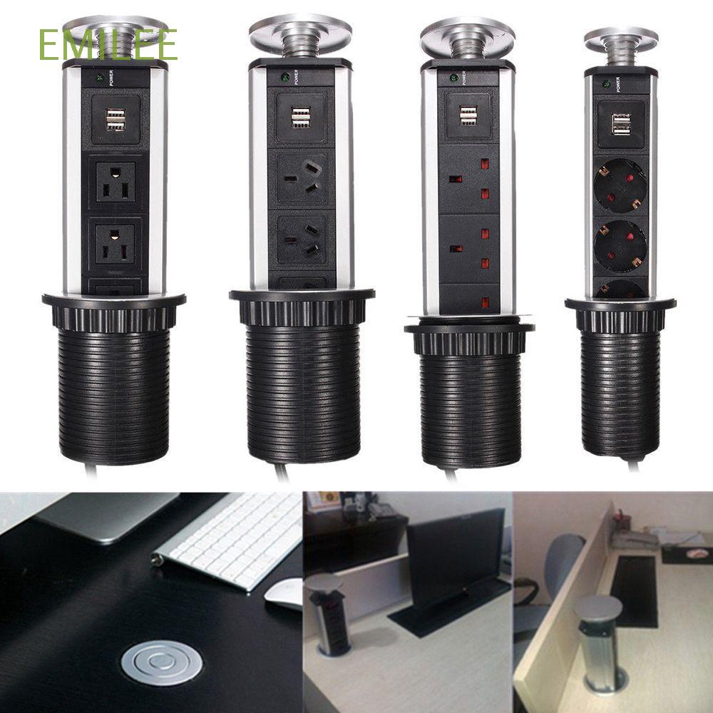3 Plug Socket 2 USB Table Electrical Outlet Pull Pop Up Power Socket ...