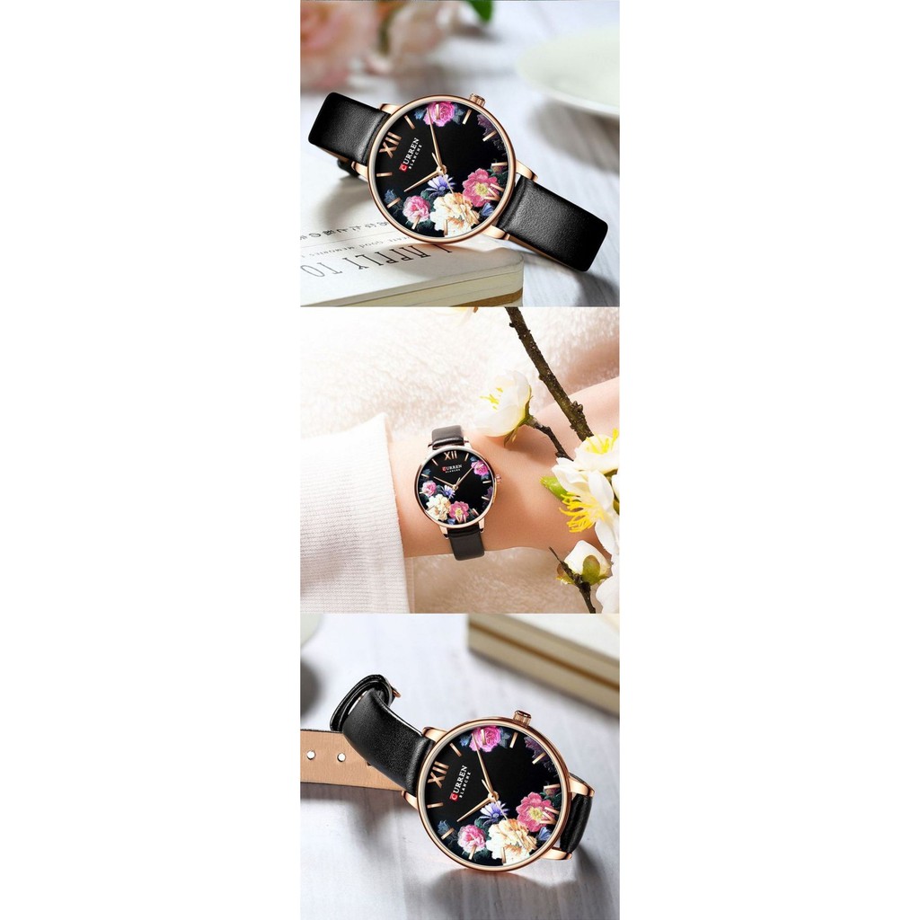 Flower Watches for Women Fashion Leather Wrist watch Ladies ...