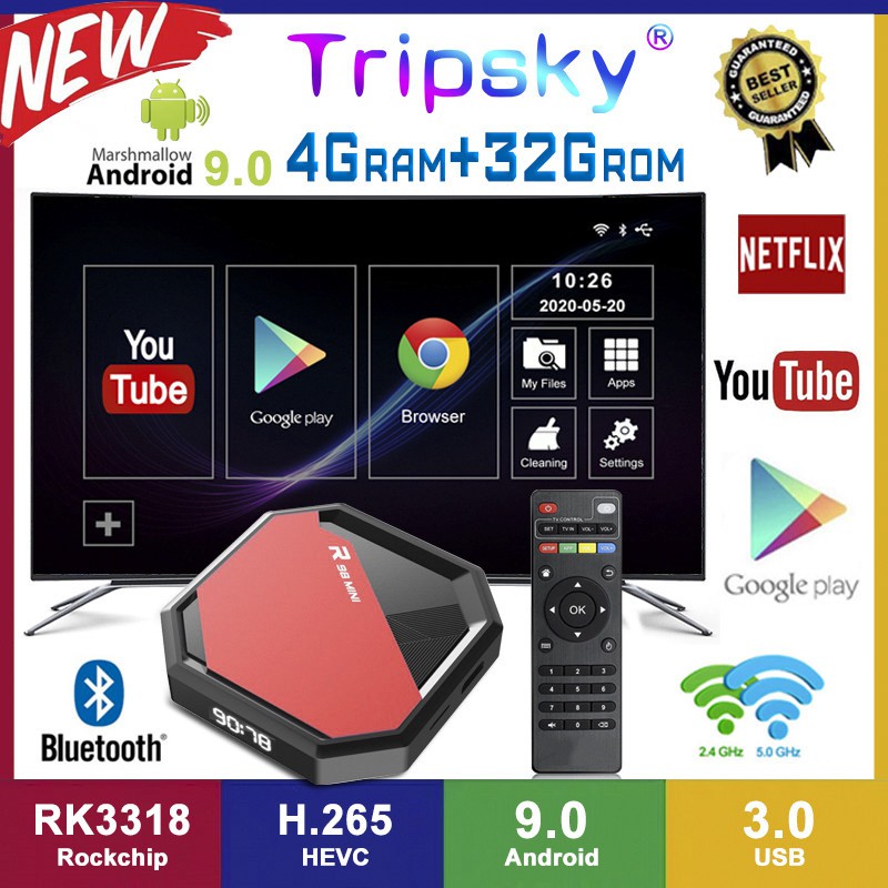 Tv box 4GB Ram 32G Rom R98mini กล่องทีวี 2.4G 5G Wifi Android 9.0 ...