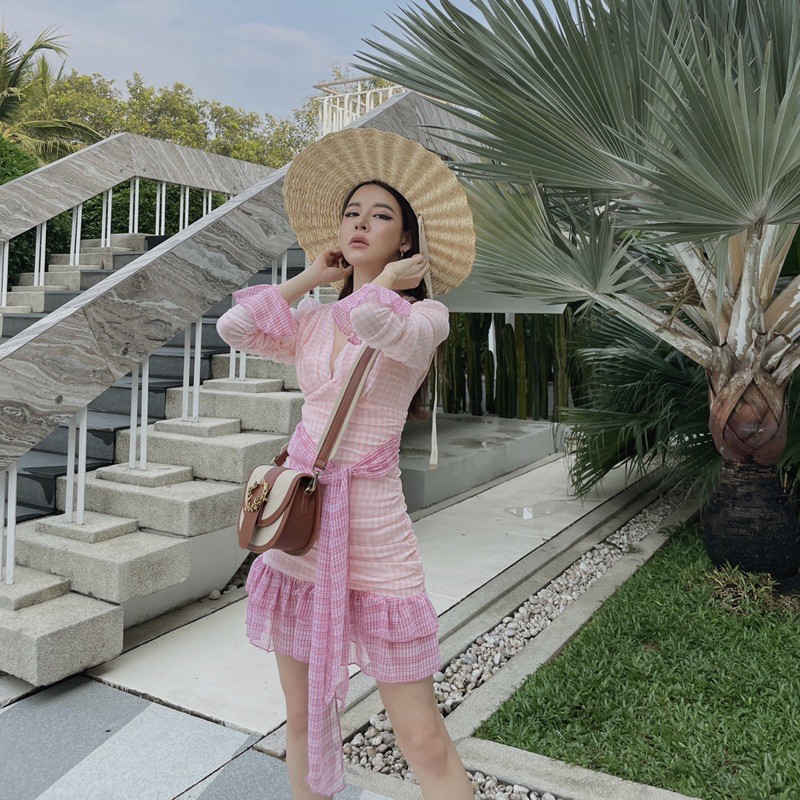 FLAT2112 FF0004 : SCOTCH DIVA DRESS เดรสเข้ารูป ผ้าตาข่าย ลายสก็อตสีพาส ...