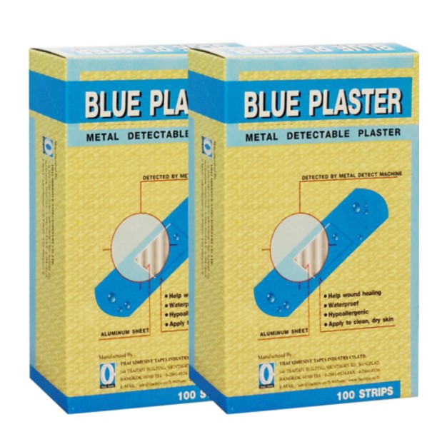 BLUE PLASTER 100 ชิ้น พลาสเตอร์ แบบตรวจจับโลหะ 1 กล่อง (100X00372 ...