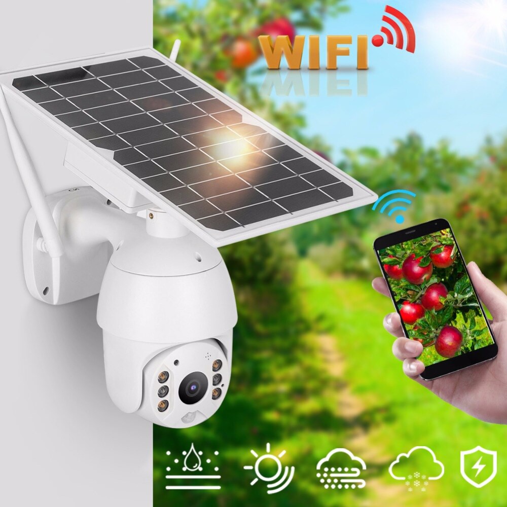 กล้องไร้สายภายนอก Intelligent Solar Energy Alert PTZ Camera WiFi ...