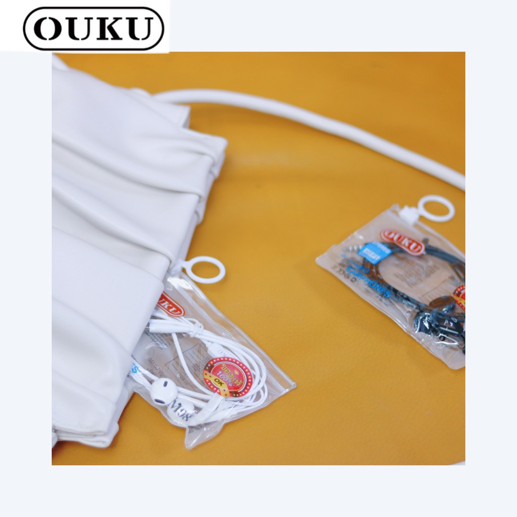 OUKU M08 หูฟัง แจ๊ค3.5มม. หุฟัง earphone มี ขาว ดำ หูฟังมีสาย หูฟัง มีปุ่มรับสาย ใช้ได้กับทุก ...