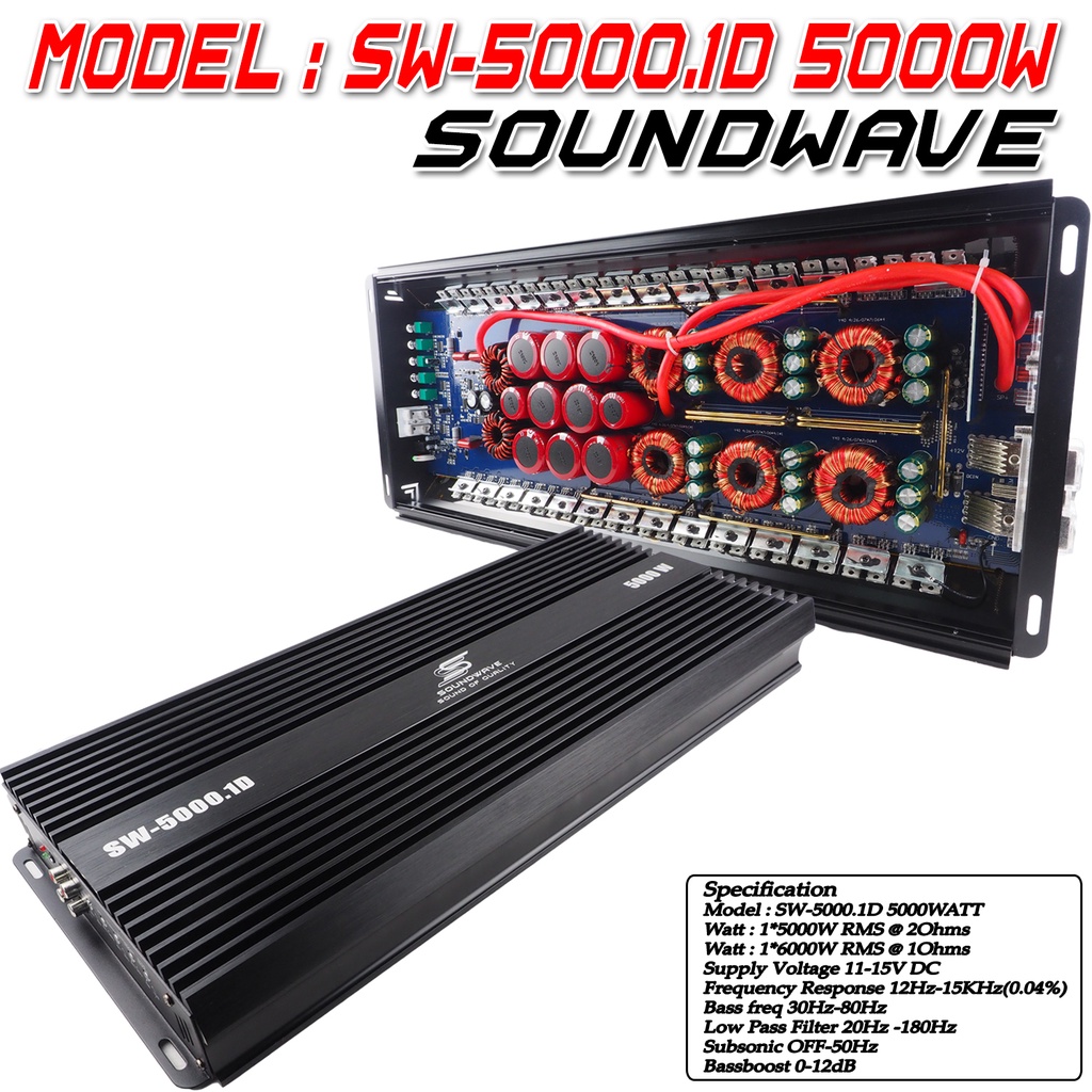 SOUNDWAVE เพาเวอร์แอมป์ CLASS D 2CH. 5000วัตต์เต็ม SW-5000.1D ขับลำโพง ...