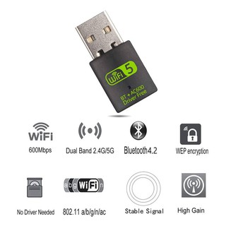 USB WiFi BT+AC600 Bluetooth Adapter 600Mbps Dual Band 2.4G / 5G Hz ...