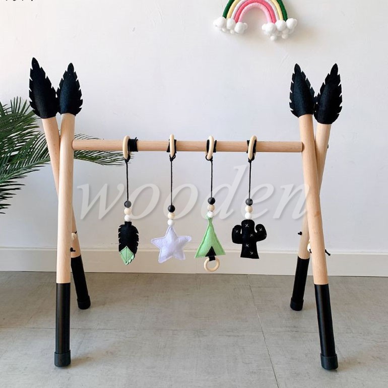 Baby Play Gym Wooden Hanging Rattle Toys for Children Nordic Room ...