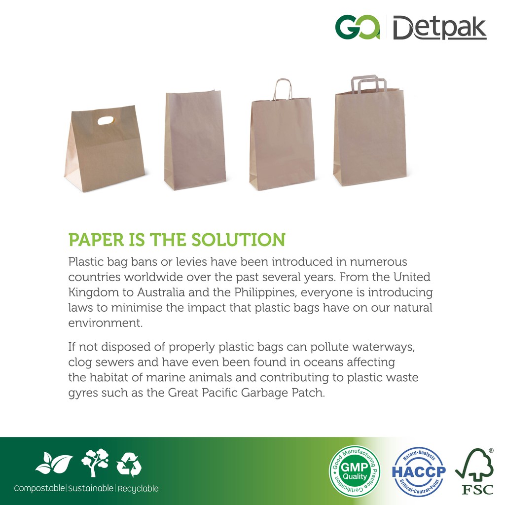 Detpak 50-100 ใบเเพ็ค ถุงกระดาษไม่พิมพ์ลายคุณภาพสูง Food Grade มีหลาย ...