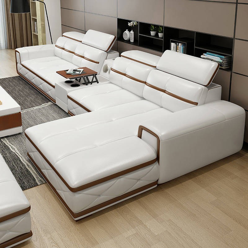 โซฟา เฟอร์นิเจอร์ Wozan โซฟาหนังหนังวัวสีเหลือง ห้องนั่งเล่นขนาดกลางที่ ...