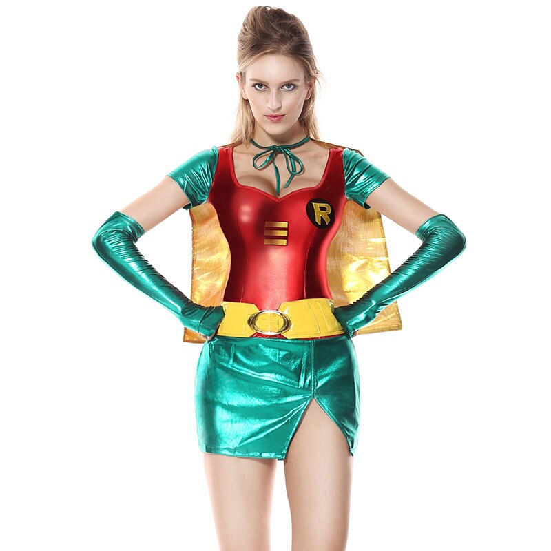 Halloween Suer Hero Costume Sexy Women Suer Hero Robin Coslay Uniform ...
