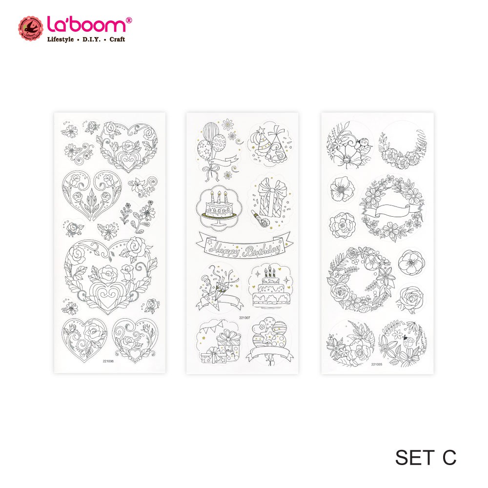 Laboom (ลาบูม) สติ๊กเกอร์ ระบายสีพร้อมตกแต่ง รหัส LST40 - sakuraproductsth - ThaiPick