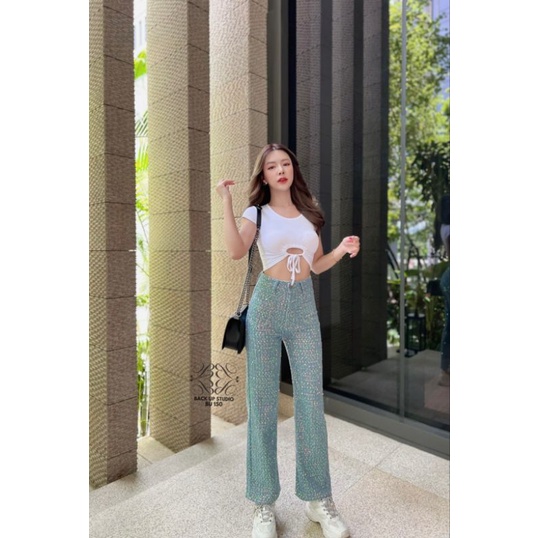 150(ผ้าไม่ยืด)ทรงกระบอกปักเลื่อมสวย - yuk_jeans - ThaiPick