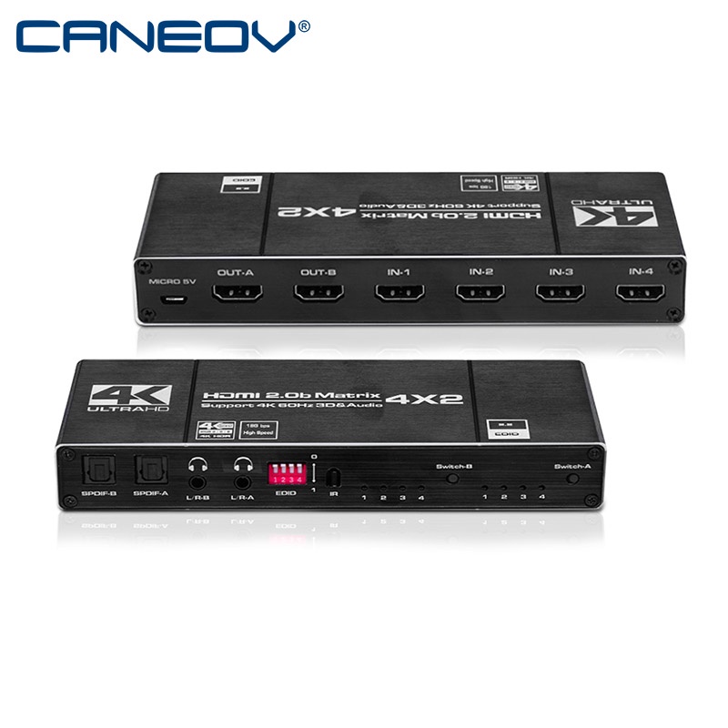 HDMI Audio Splitter 2.0 HD 4K60hz 4 Input 2 Output HDMI4X2 Dual Matrix ...