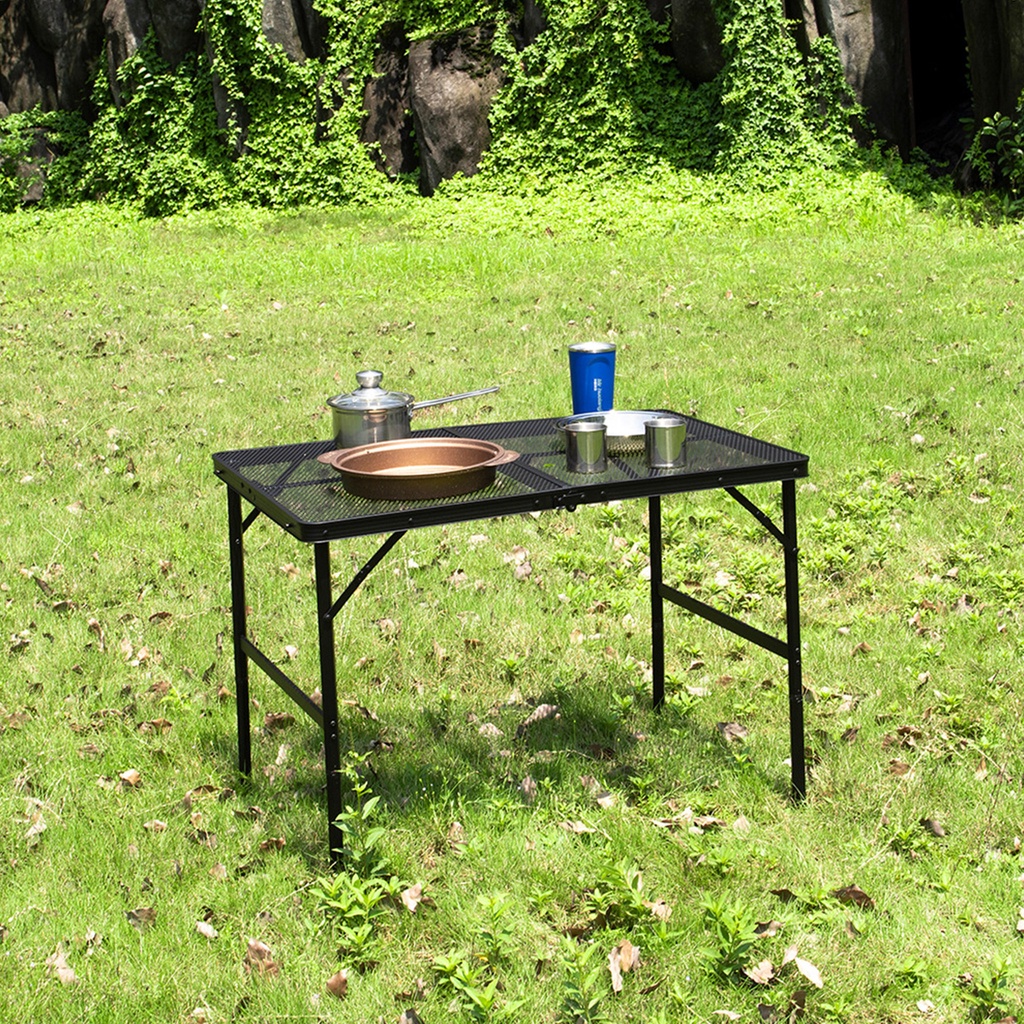โต๊ะตะแกรงเหล็ก size L - HQZ-6090 ต่อขาได้ 90cm x 60cm x 42-67cm พับ 60x45x8CM บูรพาแค้มป์ ...