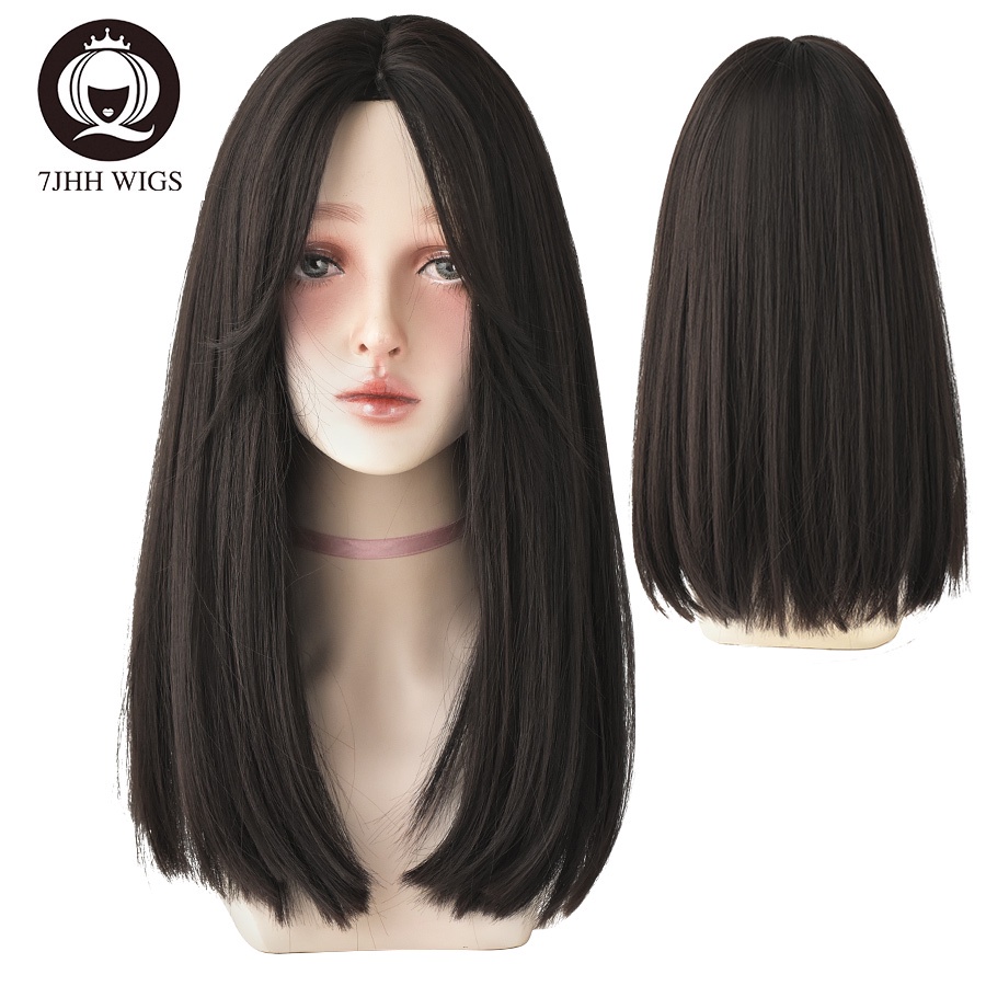 Hot Stock7JHH WIGS Long Straight Middle Part Synthetic Wig Daily Wear ...