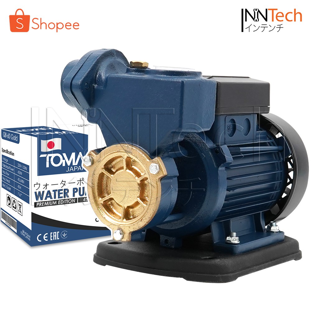 TOMA JAPAN ปั๊มน้ำหอยโข่ง ปั๊มน้ำ 450W รุ่นใหม่ QB-60 Gold ปั้มน้ำ ขนาด ...