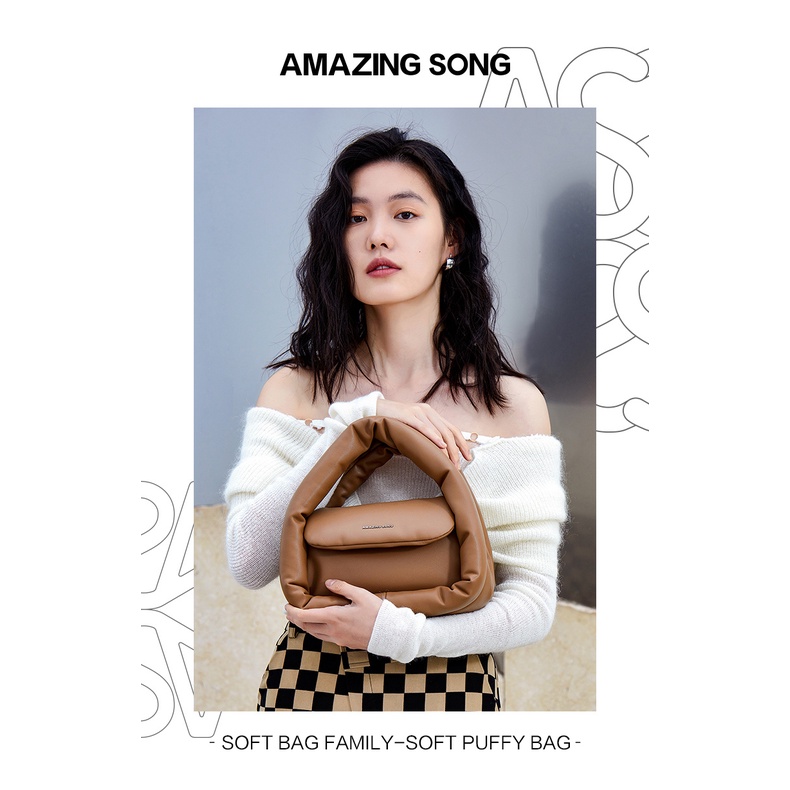 AmazingSong Soft Puffy Bag Genuine Leather New Trendy Vintage Handbag ...