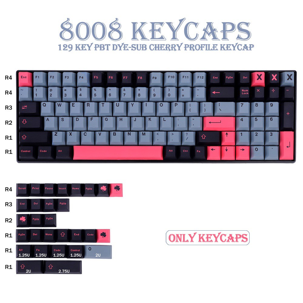 NovelKeys Cherry Milkshake Keycaps (cherry profile) PBT Dyesub - double ...