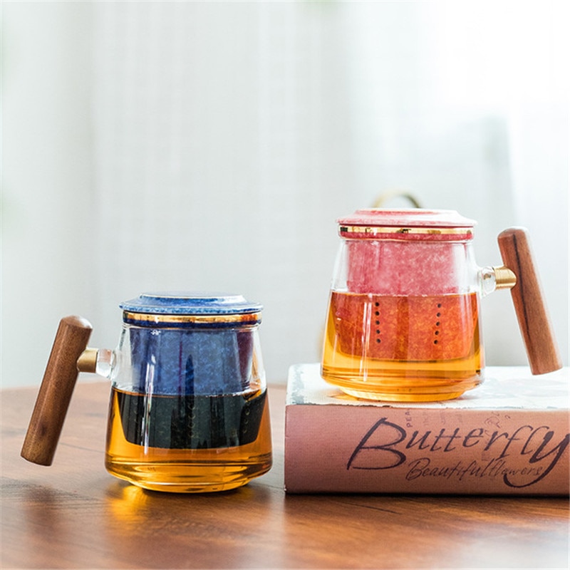 Heat Resistant Glass Teacup with Ceramic Filter and Cover Office Tea ...