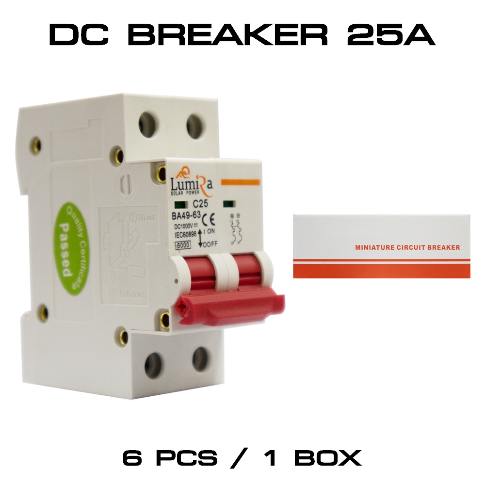 Breaker DC 12V Solar Cell LUMIRA 2P MCB-C25-DC เบรคเกอร์ 1000V 25A ...