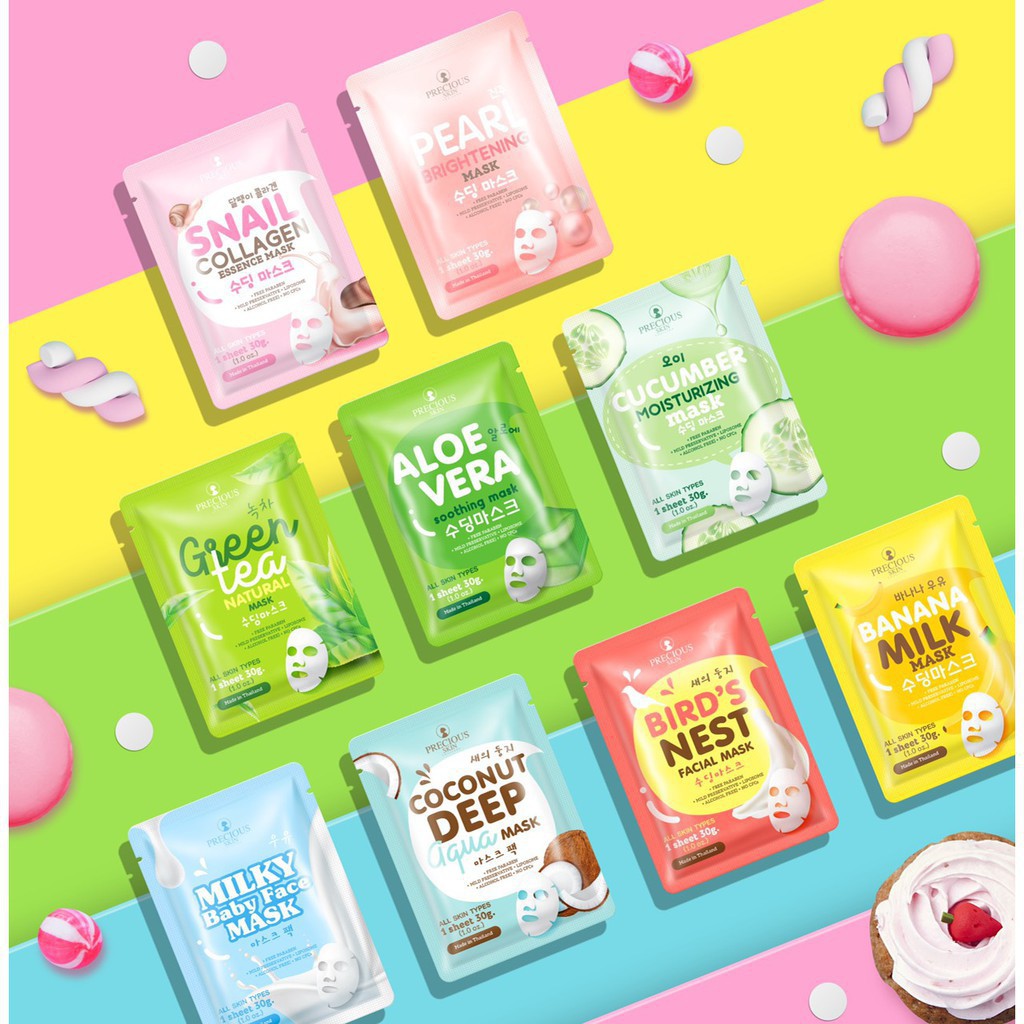 มาร์คหน้า Precious Skin Mask (ยกกล่อง X 10 แผ่น) | Shopee Thailand
