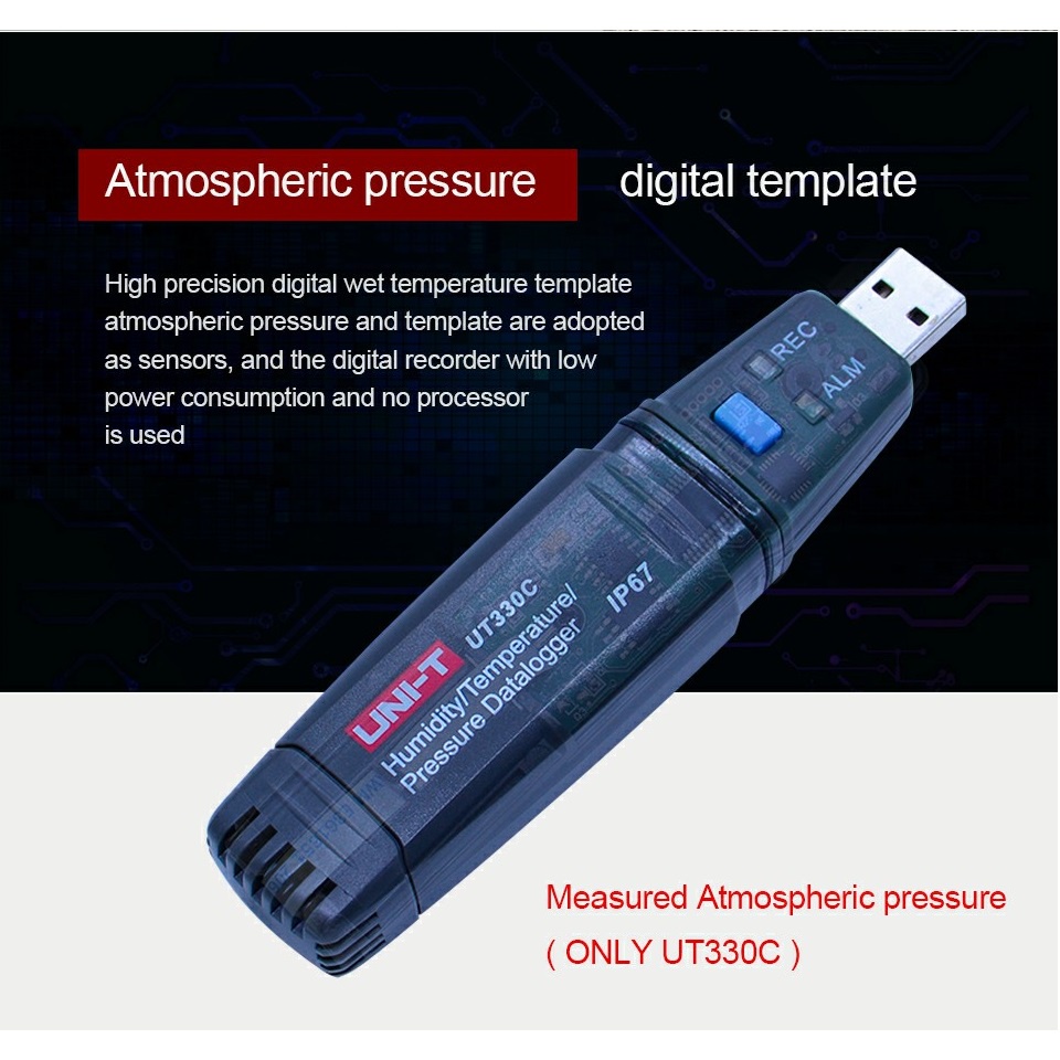 อุณหภูมิ ความชื้น เครื่องบันทึกข้อมูล USB UNI-T Temperature Humidity Atmospheric Pressure USB ...
