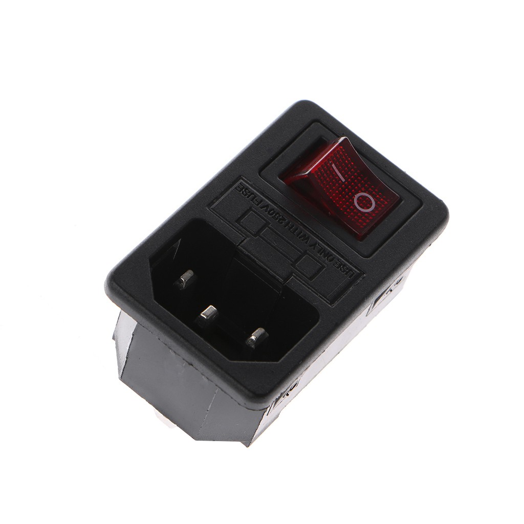 6A 250V 10A 125V SPST Rocker Switch 3 Pin IEC320 C14 Inlet Module Plug ...