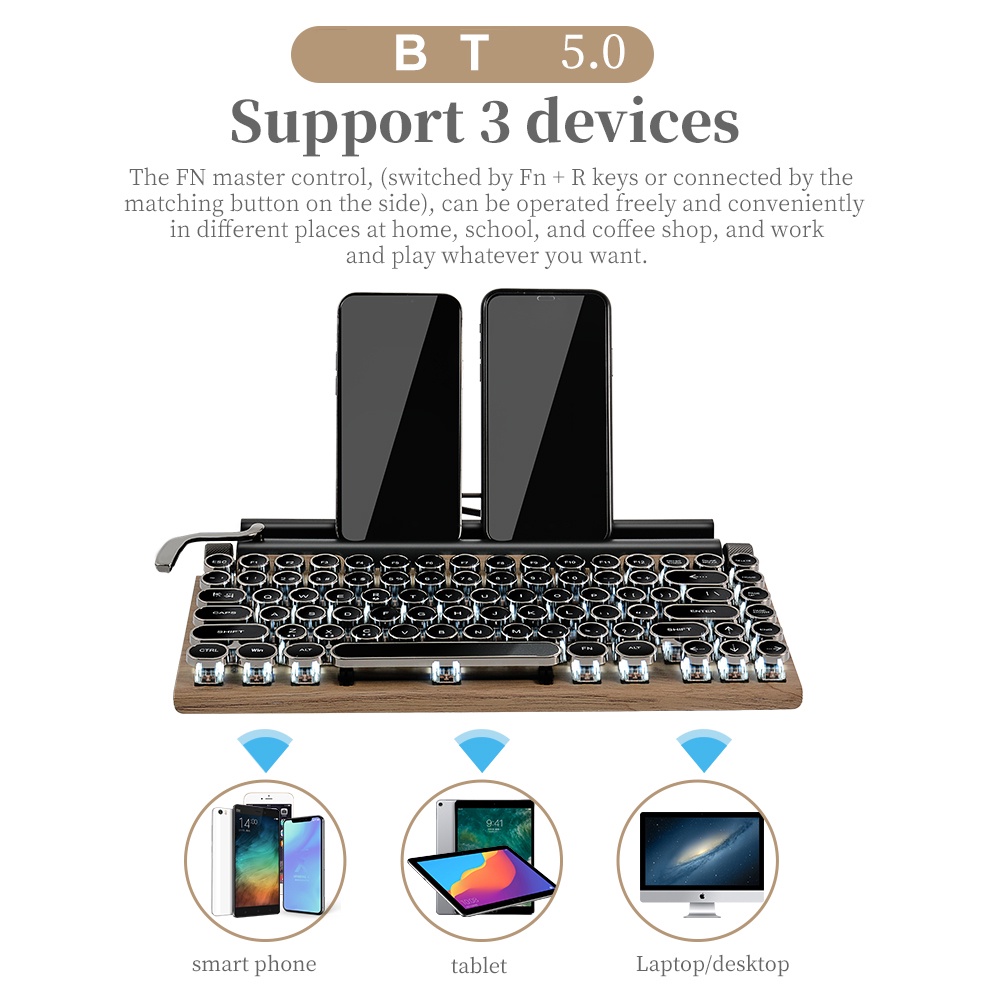 Tw1867 Retro Wireless Typewriter Bt Mechanical Multi Devices Connection ...