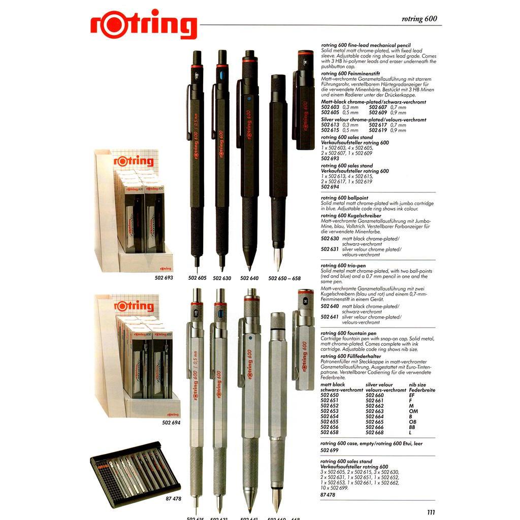 [มือสอง] ดินสอ Rotring 600 Fine Lead Mechanical Pencil 0.5 mm Black ของ ...