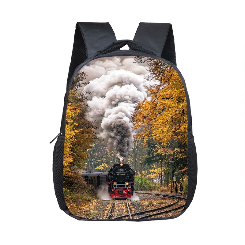 Steam Locomotive Train print Backpack Children School Bags Boys Girls ...