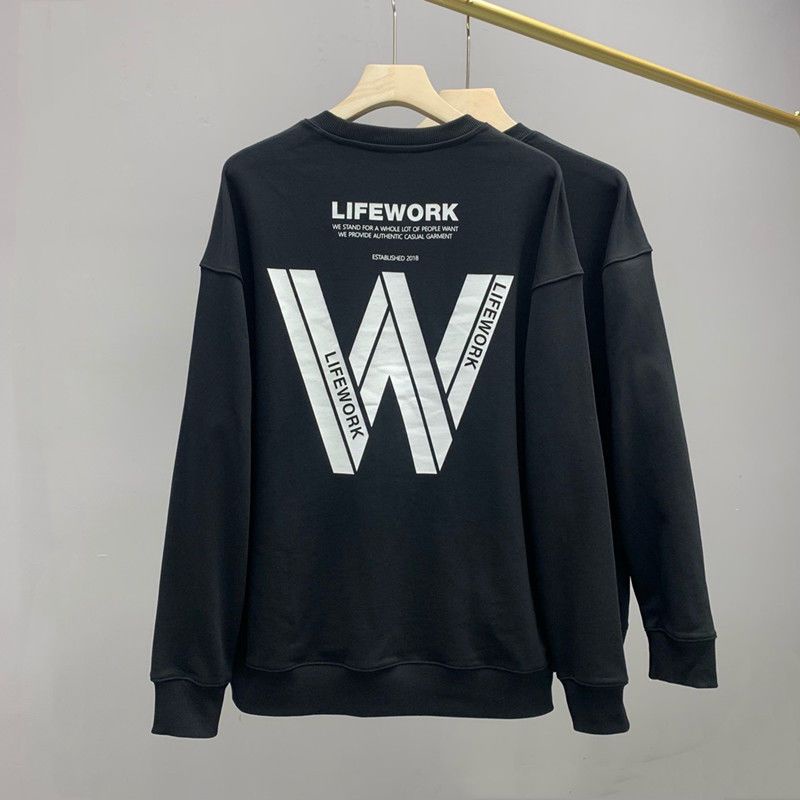 LifeWork cute French fighting pattern ins personality wild round neck ...