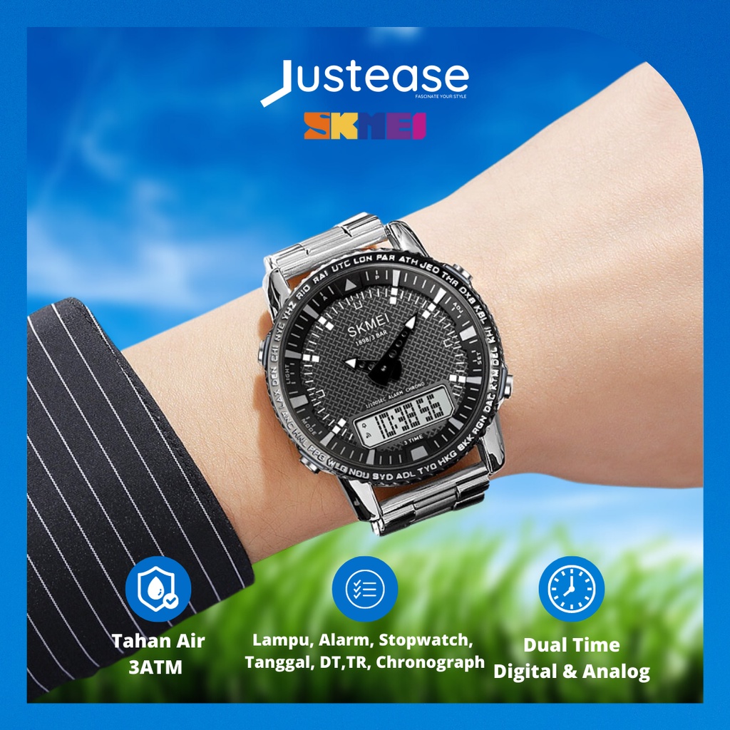 Skmei 1898 นาฬิกาข้อมือดิจิทัล อะนาล็อก โครโนกราฟ 3 เวลา กันน้ํา สําหรับผู้ชาย - justease.store ...