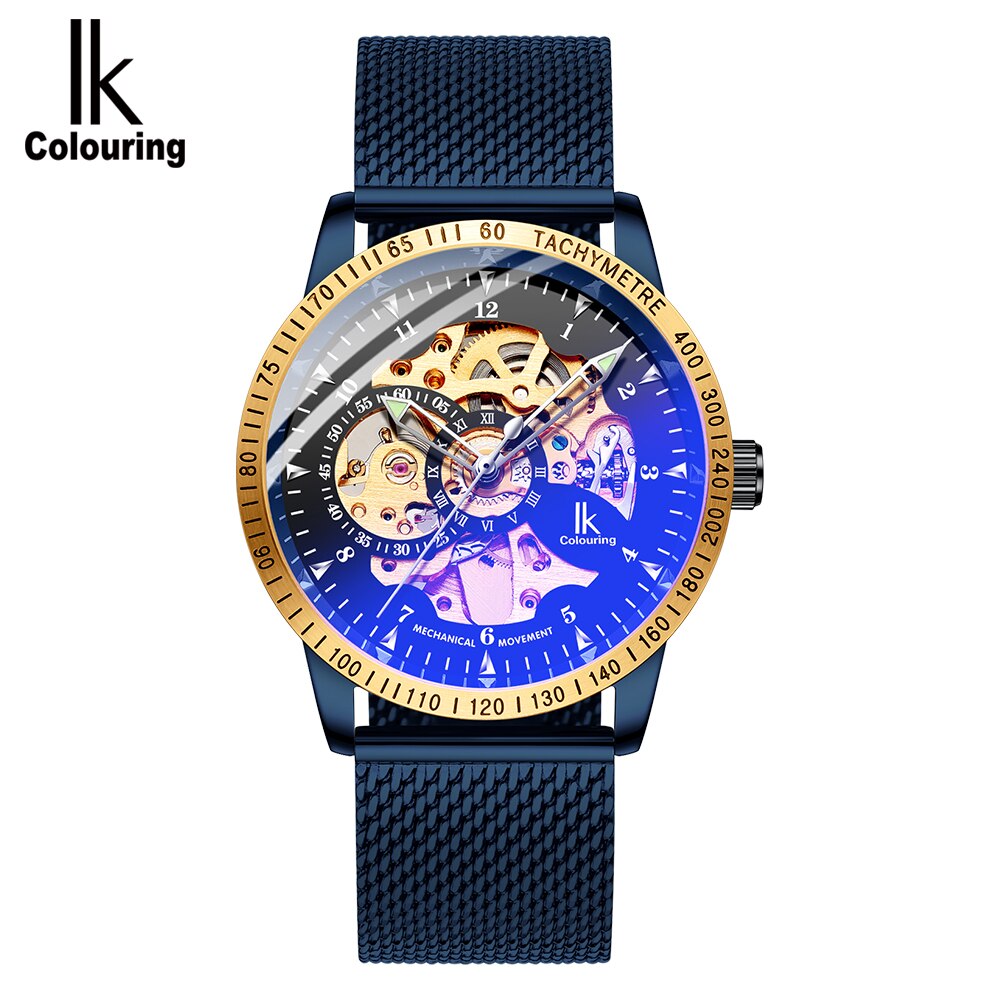 IK Colouring Mens Watches Mesh Braided Stainless Steel Band Automatic ...