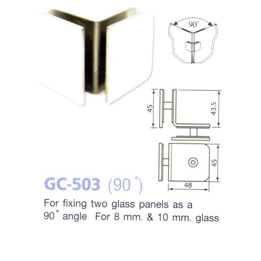 VVP รุ่น GC-503-PS ตัวหนีบกระจกห้องน้ำ วีวีพี (เจาะกระจก) สีสแตนเลสเงา ทำมุม 90องศา - hb.home ...