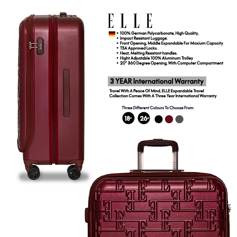 ELLE Travel Luggage Expandable Collection. 100 Polycarbonate (PC ...