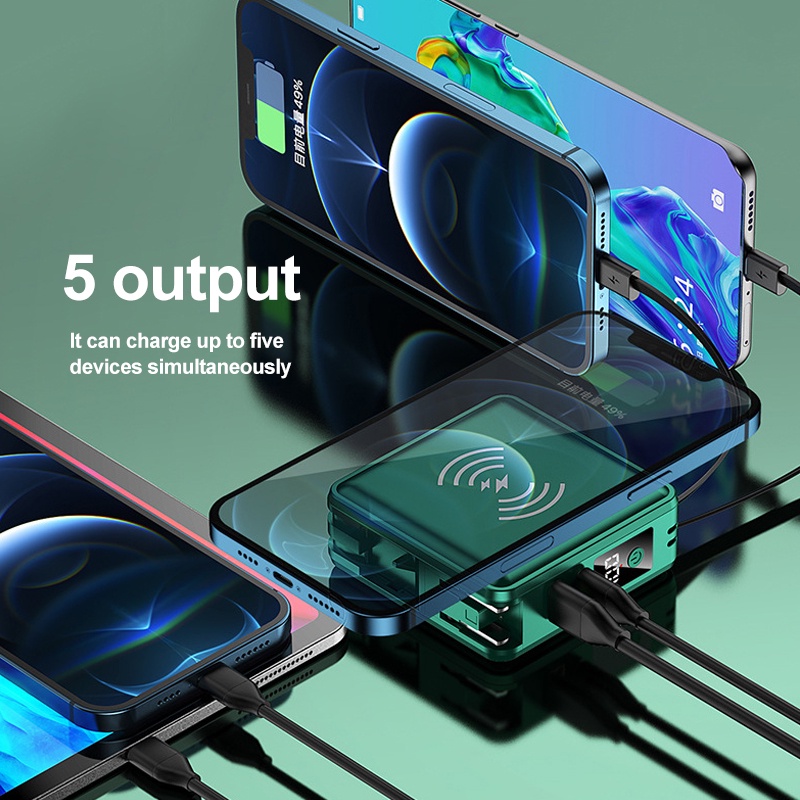5in 1 Powerbank เครื่องชาร์จไร้สาย USB Type C Power Bank ความจุ 15000mAh Fast Charge - lbobobo ...