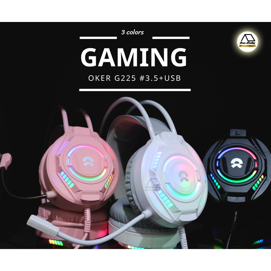 หูฟังเกมมิ่ง หูฟังเล่นเกมส์ OKER G225 ระบบไฟสี Rainbow PRO GAMING HEADSET Jack 3.5+USB | Shopee ...