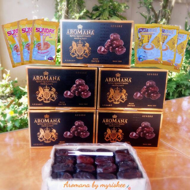 อินทผาลัม Aromana 5กล่อง แถมชานม6ซอง | Shopee Thailand