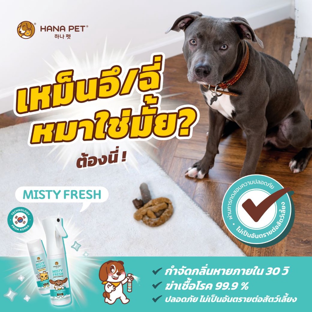ส่งฟรี Hana Pet Misty Fresh สเปรย์กำจัดกลิ่นน้องหมา น้องแมว อึหมา กำจัดแบคทีเรียไวรัส ไม่ผสมสี ...