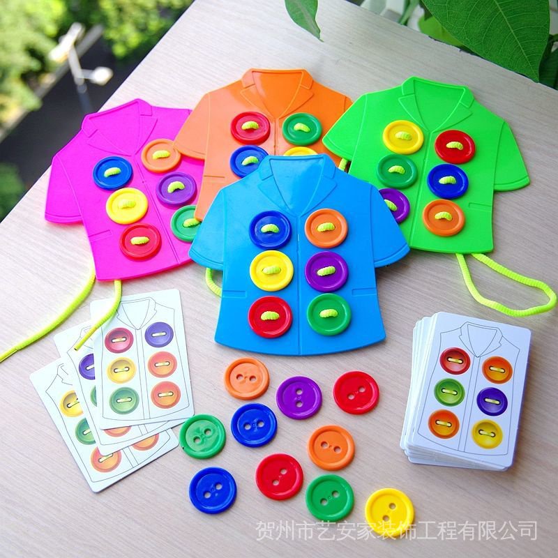 Childrens Fine Motor Training Button Threading Board Kindergarten Baby ...