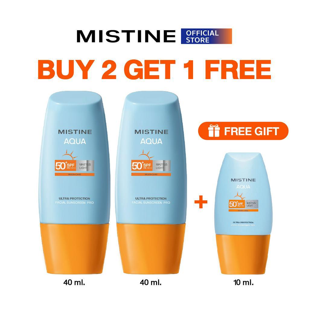 PACK X3 MISTINE AQUA BASE ULTRA PROTECTION MATTELIGHT FACIAL SUNSCREEN PRO SPF50 PA กันแดด กัน ...