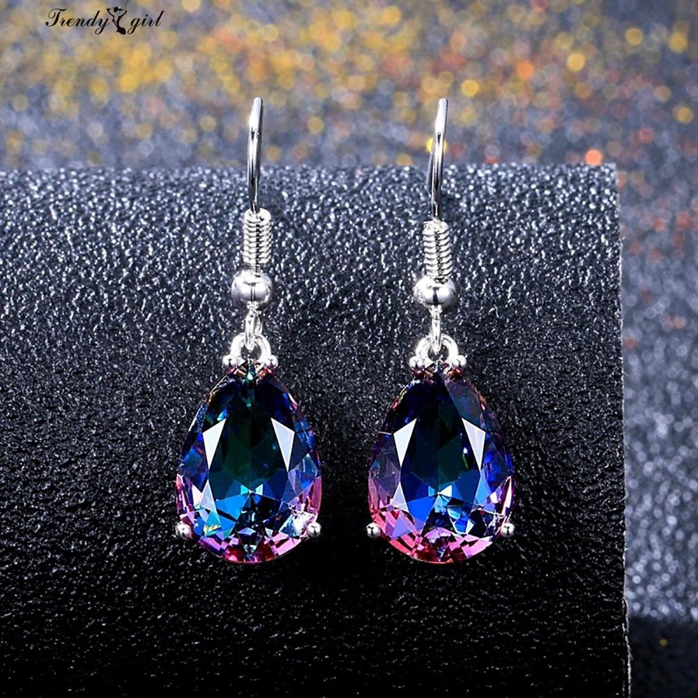 Multicolor Faux Gem Waterdrop Pear Earrings Jewelry - trendygirl.th ...