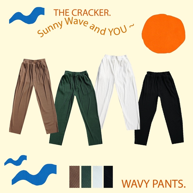 The CRACKER Wavy Pants กางเกงพรีท ลอนกลาง - thecracker - ThaiPick