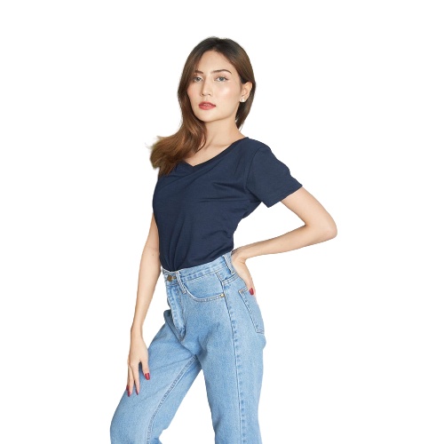 เสื้อยืดคอวี️ผ้าสแปนเด็กซ์ สีพื้นสไตล์เกาหลีใส่สบายผ้านิ่ม 635 - mystyle.99 - ThaiPick