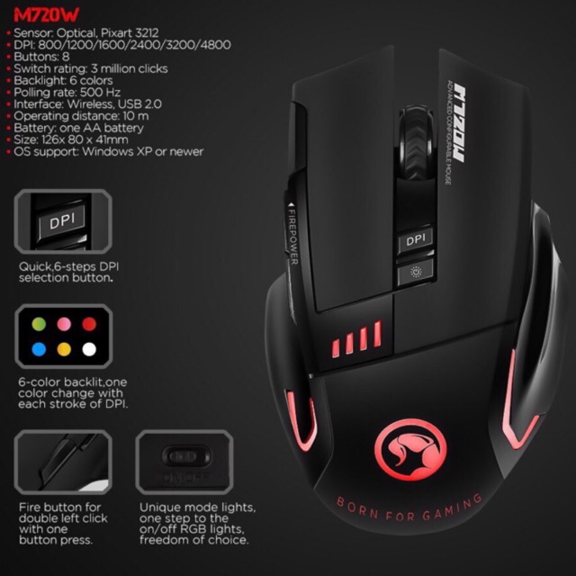 Marvo M720W เม้าส์ไร้สาย Gaming Mouse Wireless | Shopee Thailand