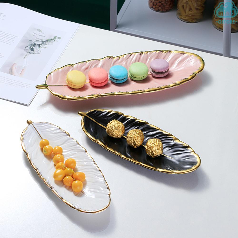 【new】MC Leaf Plate Realistic Feather Tray Table Decoration Ceramic ...