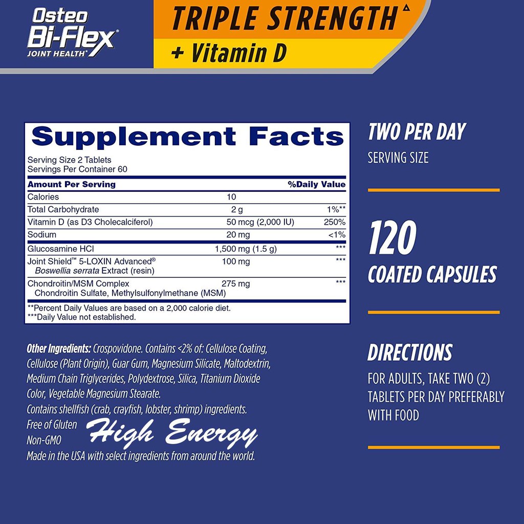 Osteo Bi-Flex, Joint Health, Triple Strength + Vitamin D, 120 Coated ...