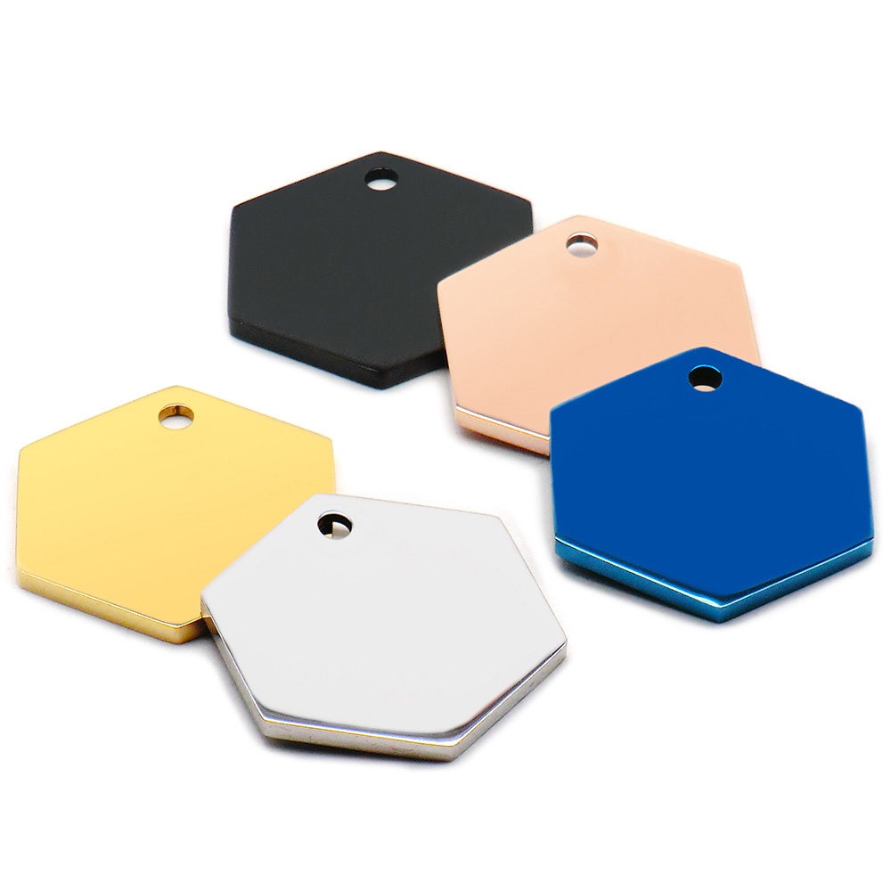 Wholesale 20Pcs Hexagon Name Tags Pendant Mirror Polish Tag Stainless ...