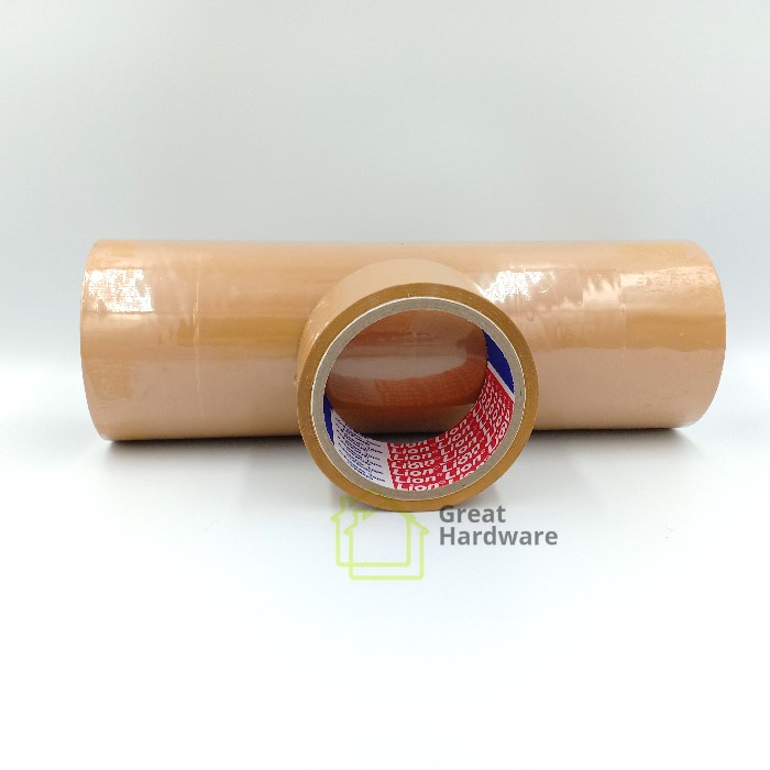OPP Tape LION เทปปิดกล่อง สีน้ำตาล 2 x 45 หลา แถว6ม้วน เทปแพ็คของ เทป2 ...